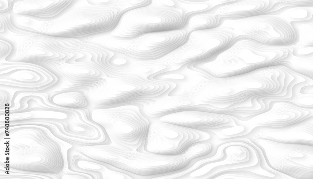 Topographic map in papercut style. Top view river mountains in paper ...