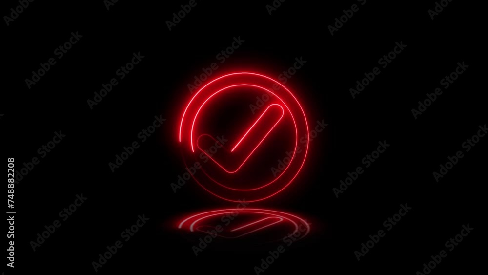 Neon check mark icon animated. Light check symbol and Success check ...