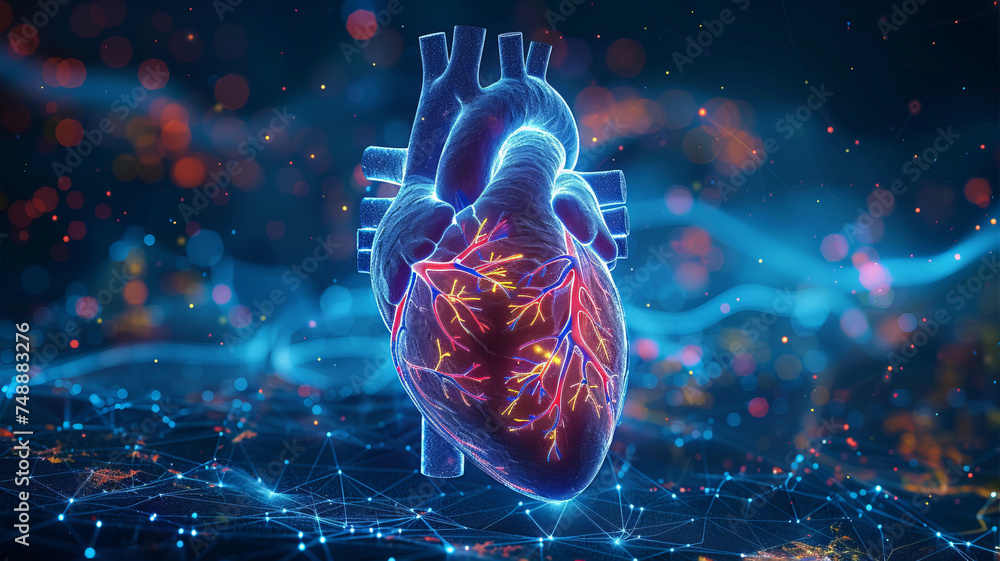 Human Heart Diagram, Ecg graph, heart attack concept. 3d illustration ...
