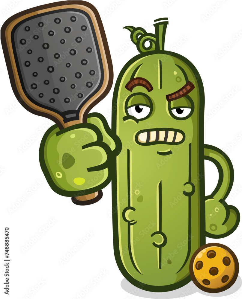 Pickle cartoon with a grumpy grouchy crotchety face holding out his ...