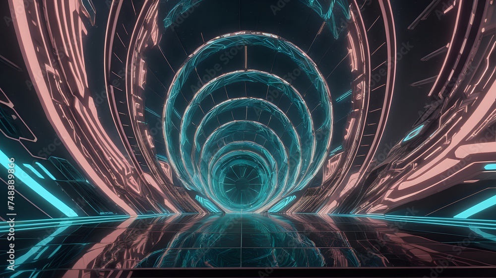 abstract and captivating screens for a fictional sci-fi movie, using ...