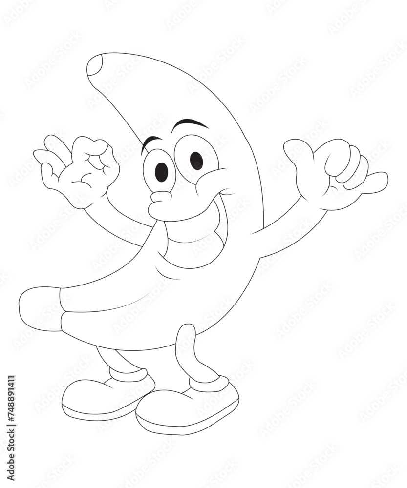 Funny fruits coloring page for kids and adults Stock Vector | Adobe Stock