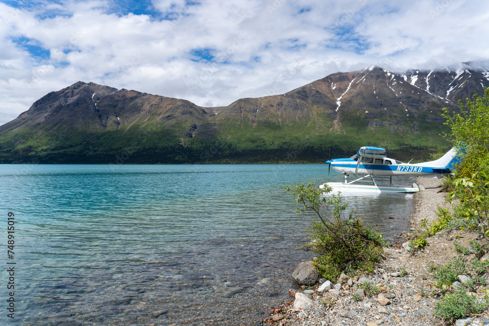 Lake Clark National Park, Alaska: Cessna seaplane on Upper Twin Lake ...