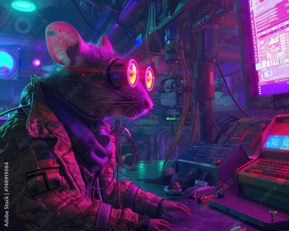 Rat detective in cyber disco, solving mysteries with plankton bloom ...