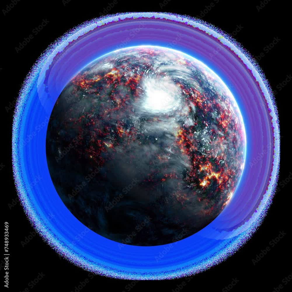 CGI footage of the dying planet transparent background(alpha) loop ...