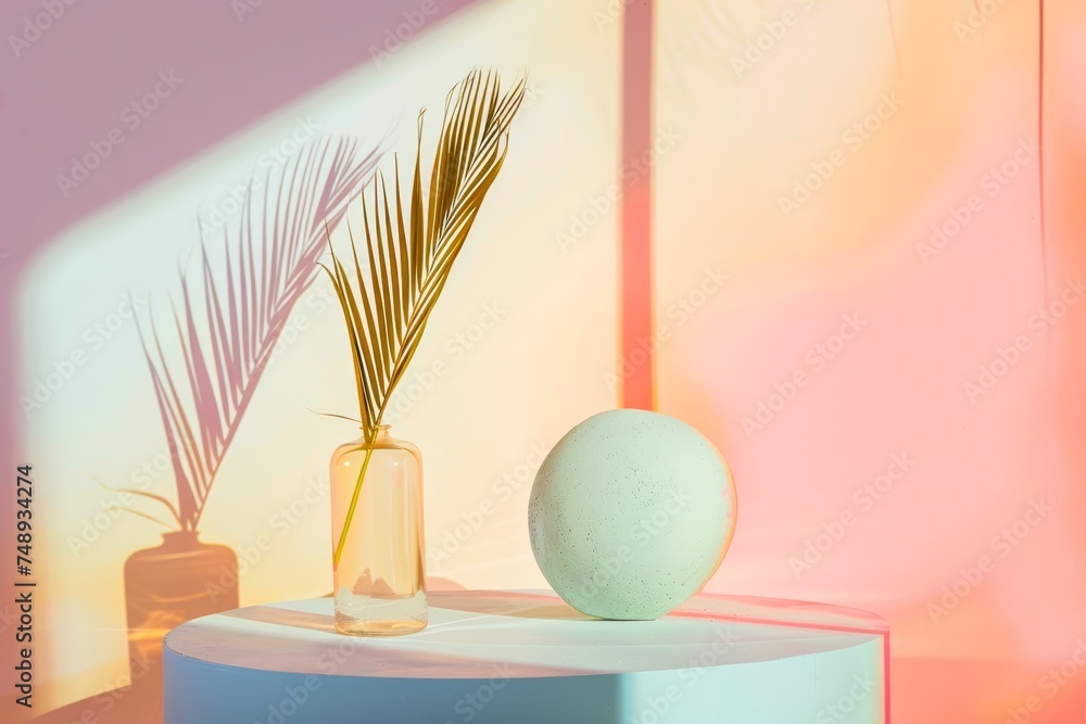 An aesthetically pleasing composition featuring a round object and a ...