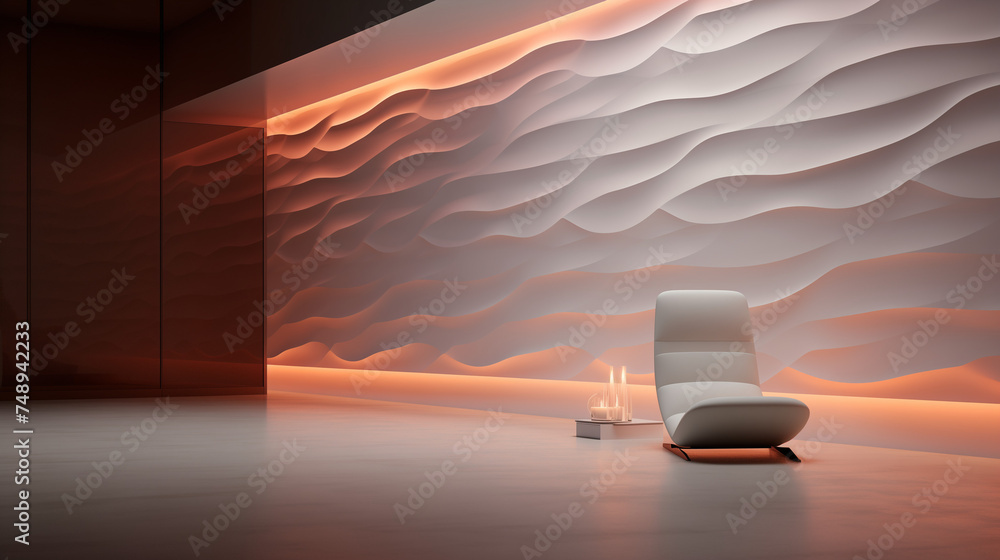 Nano-tech wall surfaces in a future home, transforming textures and ...