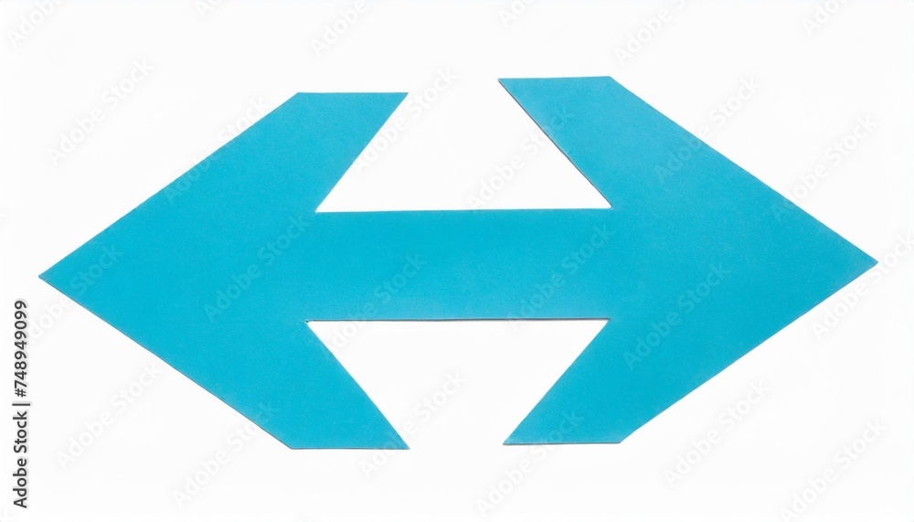 arrow directional sign pointing left to right in light blue color cut ...