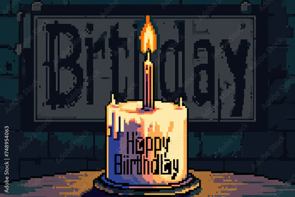 A birthday candle with the words "Happy Birthday" on it, in the style ...