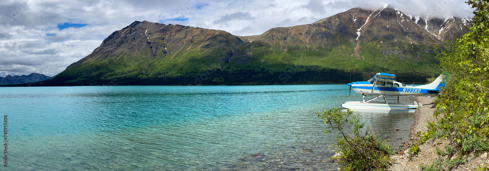 Lake Clark National Park, Alaska: Cessna seaplane on Upper Twin Lake ...