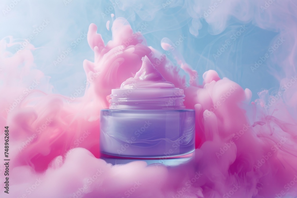 Facial white skin care cream. Skincare treatment products: skin care ...