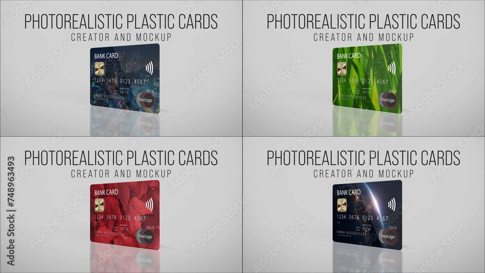 Photorealistic Plastic Cards Design Creator and Mockup Stock Template ...