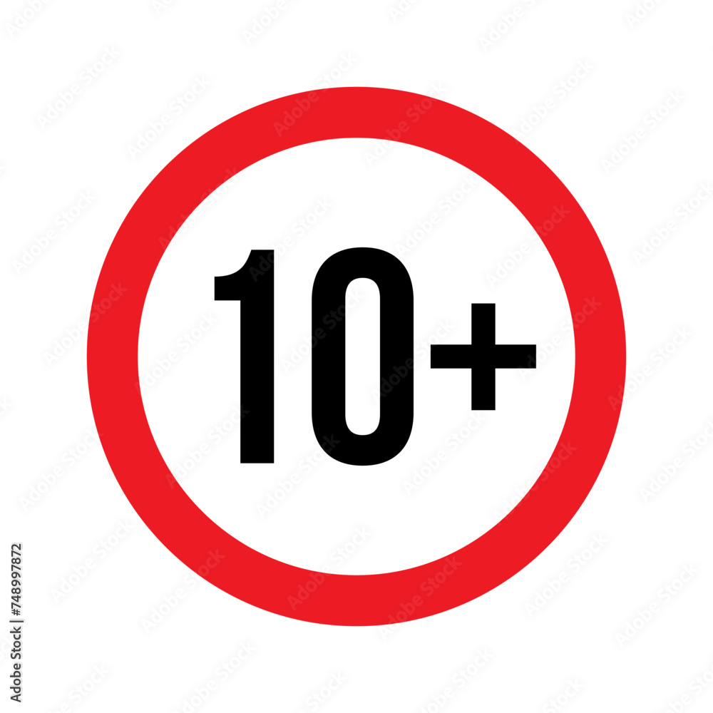 Age restriction for 10 plus vector illustration. Person under 10 not ...