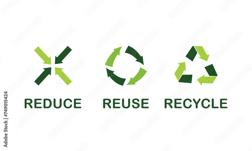 the main eco symbols 3 R's of the environment reduce reuse recycle Stock Vector | Adobe Stock