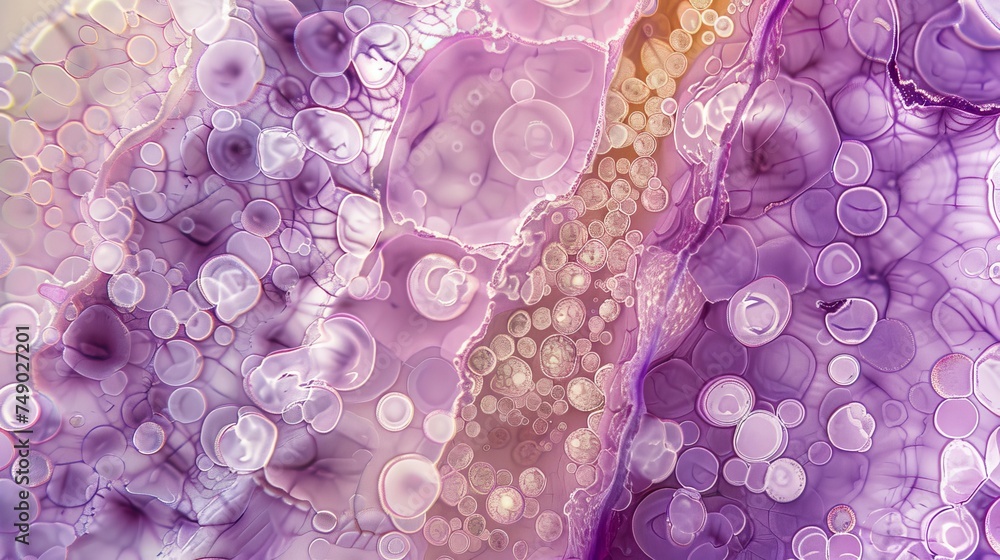 The light microscope reveals clear epidermal cells of an onion, Allium ...
