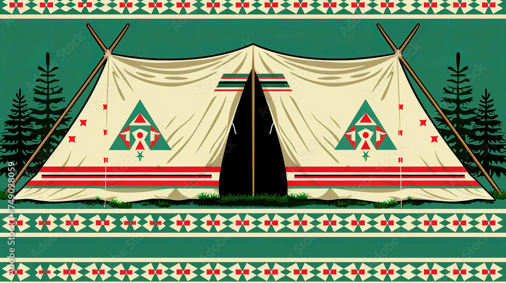 An ethnic pattern in the style of the Indians of the Hopi tribe, with ...