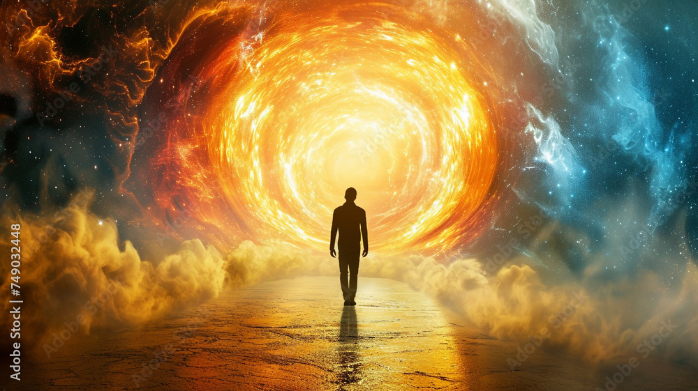 Electromagnetic field around man woman person, combination of invisible ...