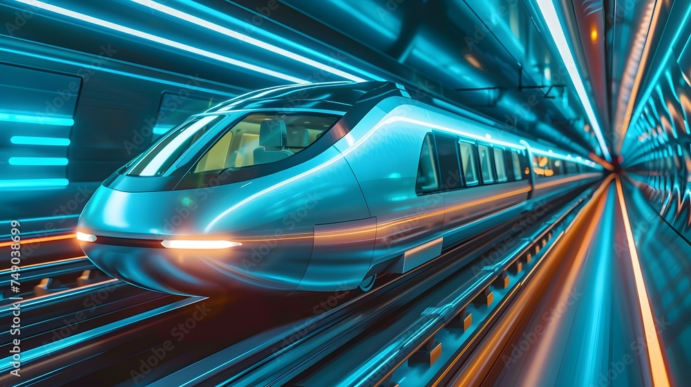 futuristic bullet train or hyperloop ultrasonic train cabsul with full ...