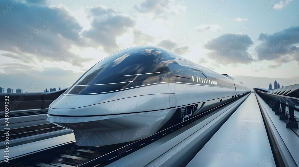 Foto de futuristic bullet train or hyperloop ultrasonic train cabsul ...