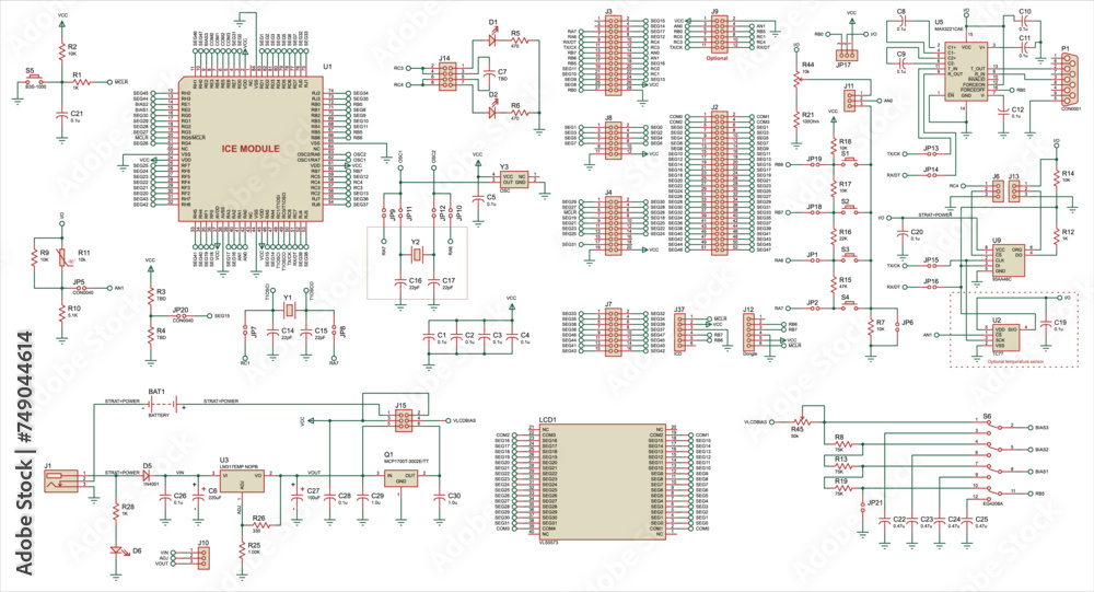 Vector electrical schematic diagram of an digital electronic device ...
