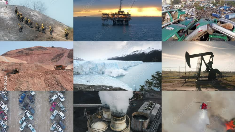 Ecology disaster impacted by wild fires, air pollution, plastic crisis ...