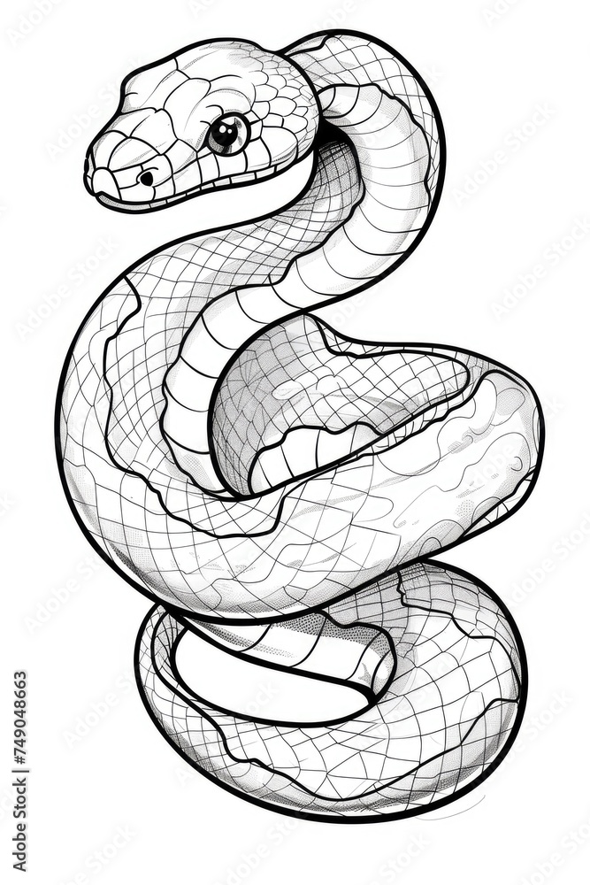 Snake Animals coloring pages for kids Stock Illustration | Adobe Stock