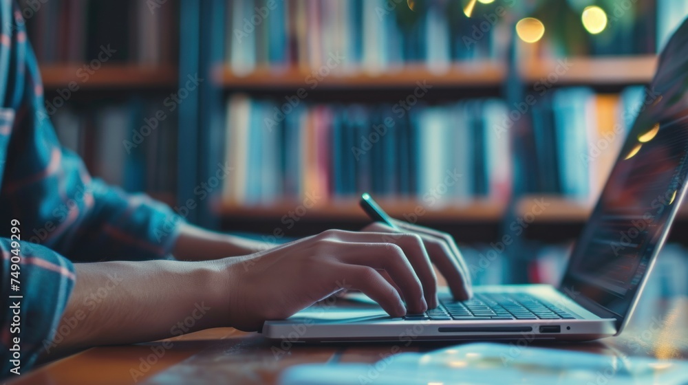 hands typing in front of a computer or laptop. Database Management ...