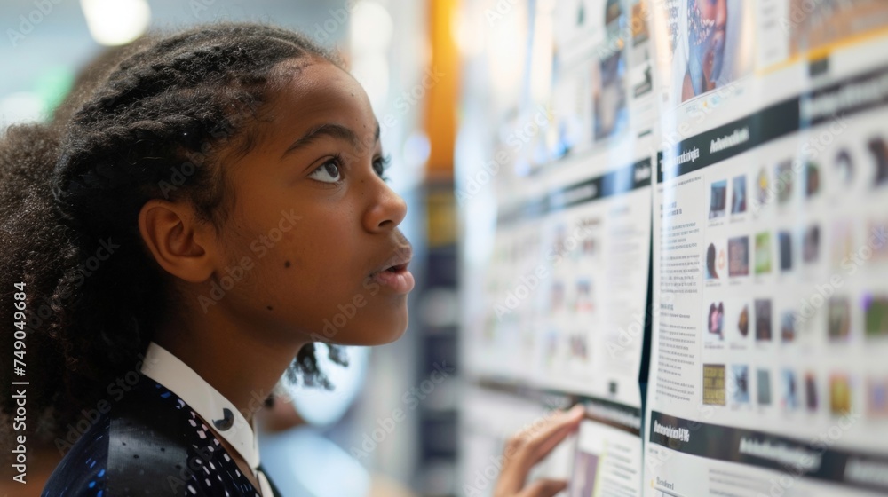 A closeup of a student presenting their poster on The Power of Thematic ...
