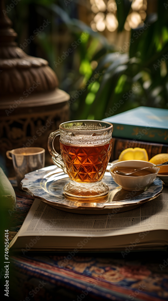 Foto de Immersive Vignette of Traditional Arabic Culture: Tea Ceremony ...