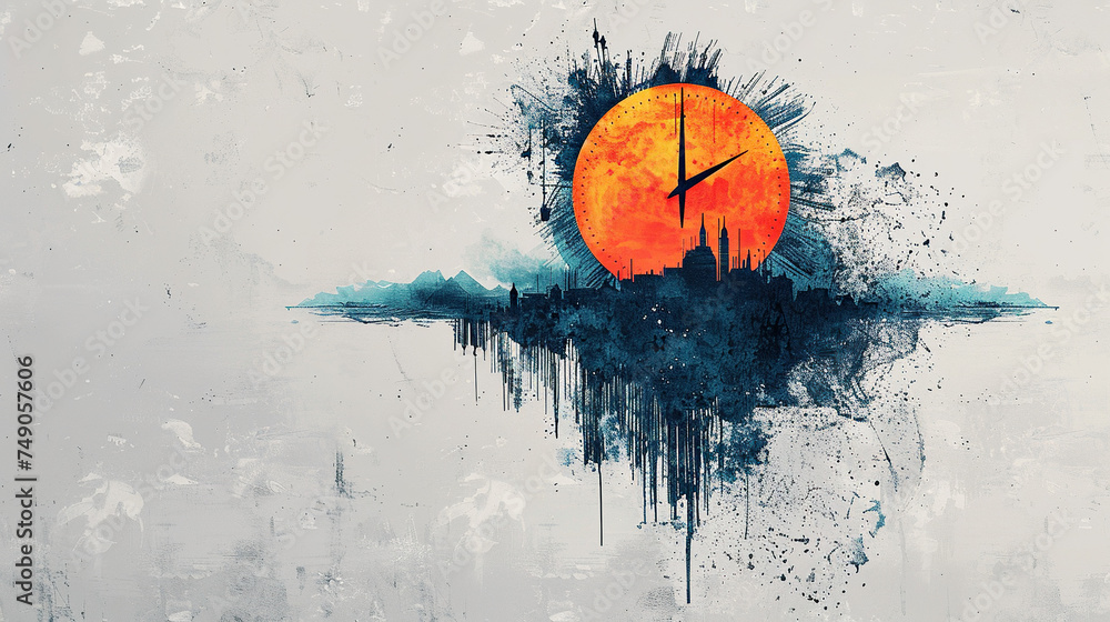 sun like orange time clock , time running out ,clock with texture Stock ...