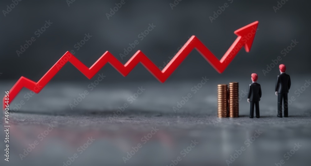 Economic growth symbolized by rising graph and stacks of coins Stock ...