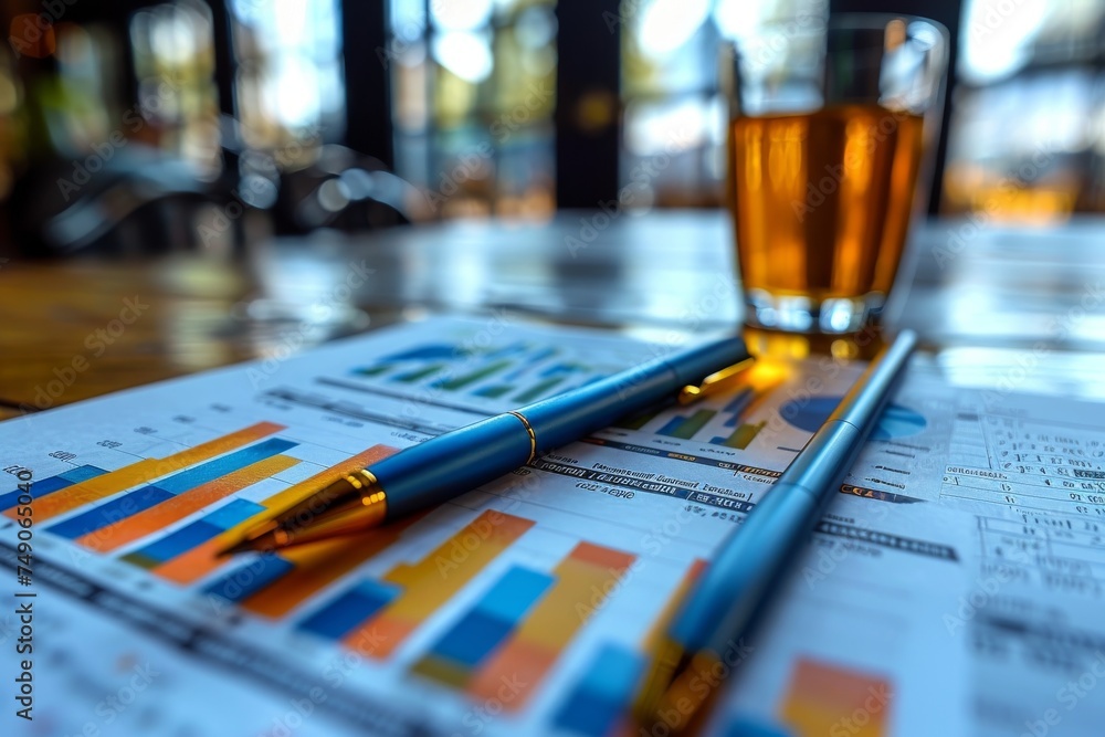 An impressively detailed shot showcasing financial spreadsheets and ...