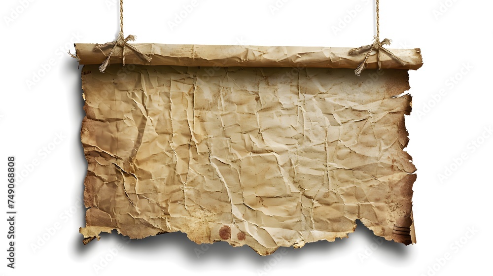 old torn and grunge poster paper sheet announcement sign hanged as ...