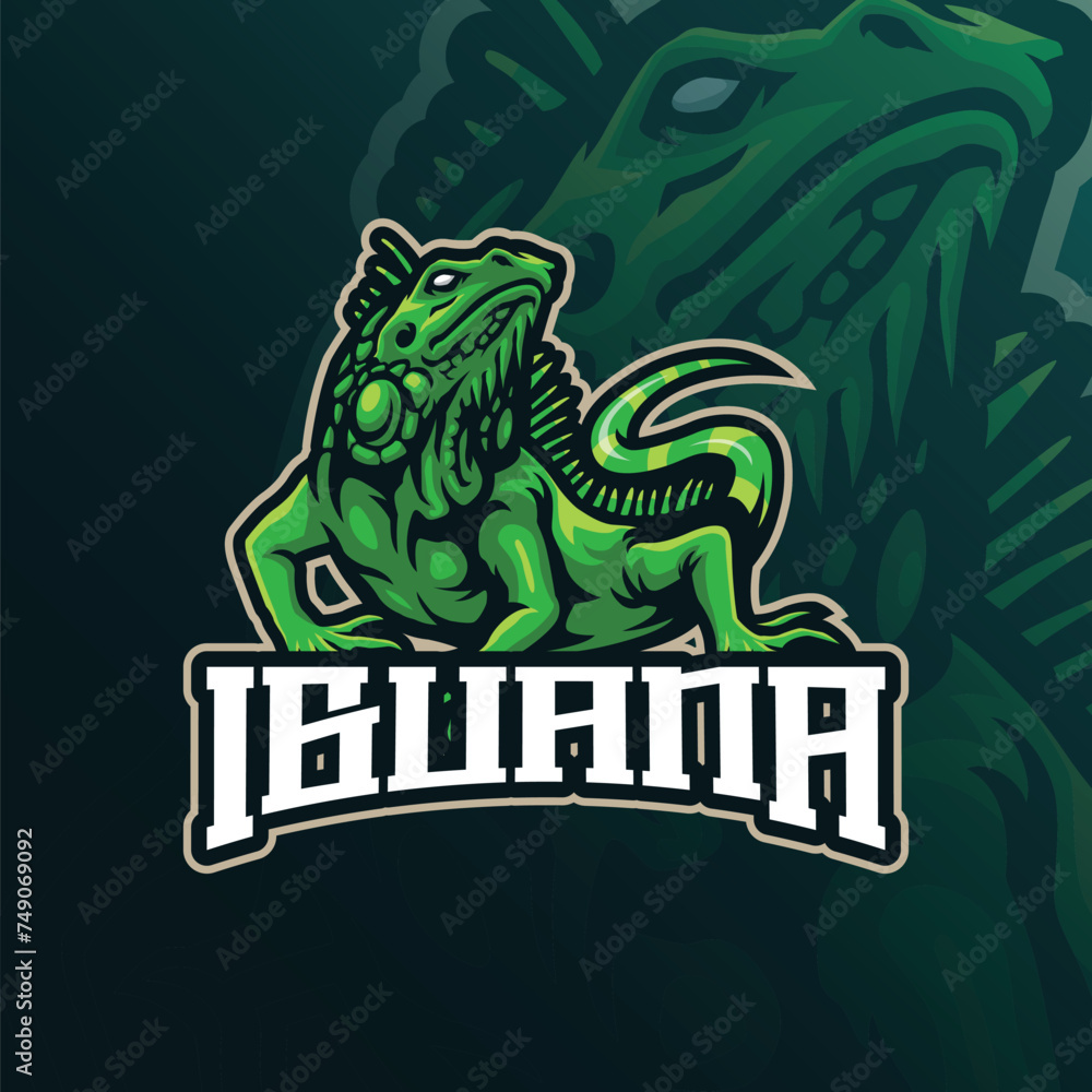 Iguana mascot logo design vector with modern illustration concept style ...