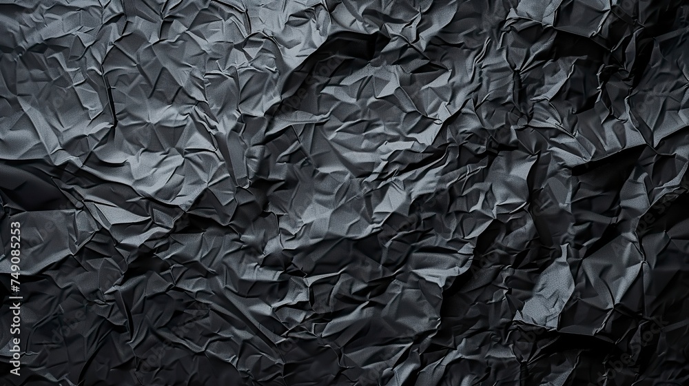 A crumpled paper background displays a soft black creating a visually ...