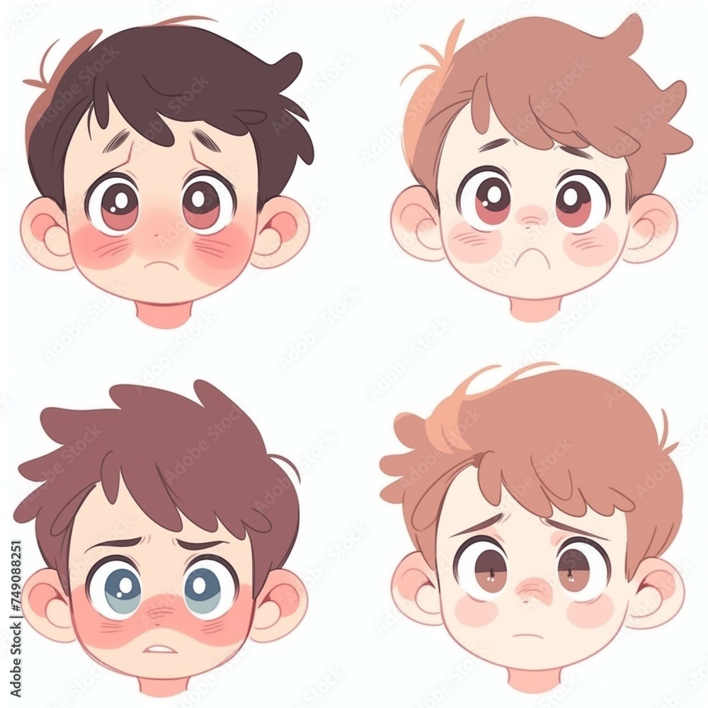 Cute Cartoon Expressions Collection for Emotional Communication Stock ...