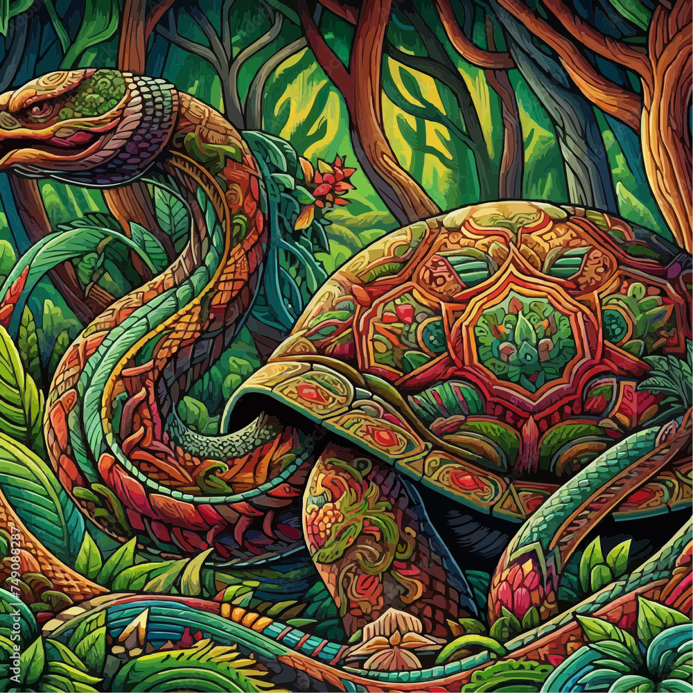 In the lush landscapes of Indonesia, the long-necked turtles find their ...