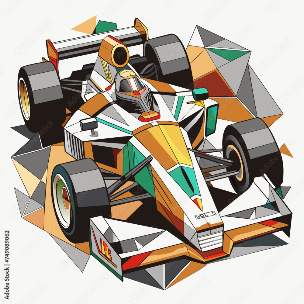 Formula One f1. Abstract vector f 1 bolide racecar on speedway. Fast ...