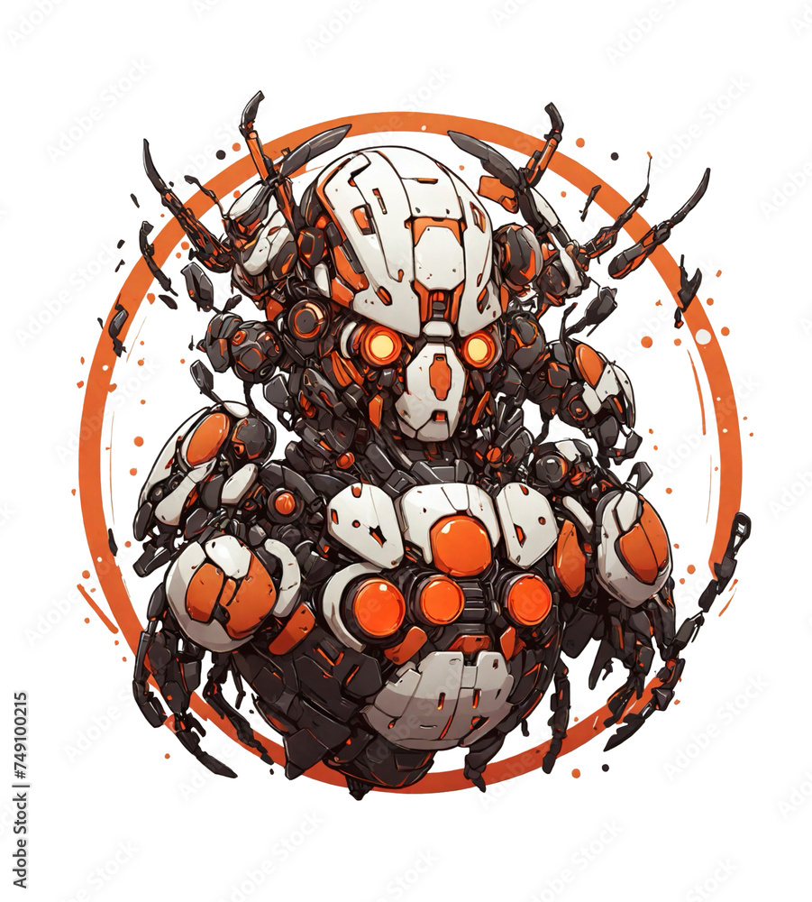 Design illuatration mecha bee headshoot robot with color combination of ...