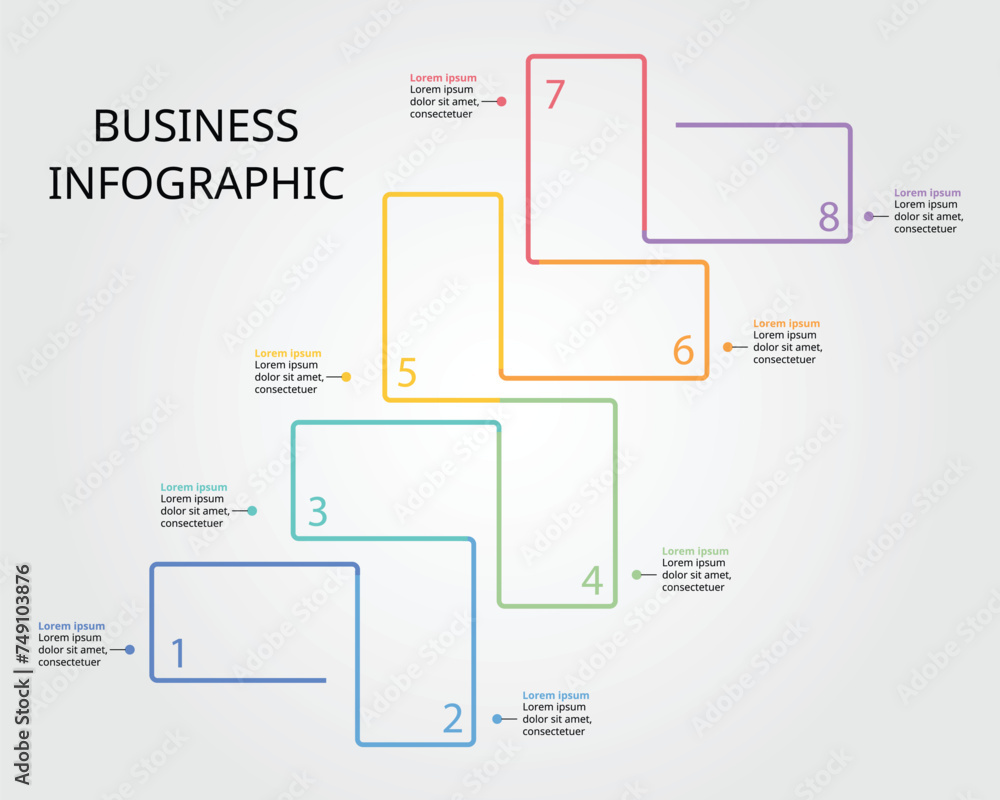 square timeline chart template for infographic for presentation for 8 ...