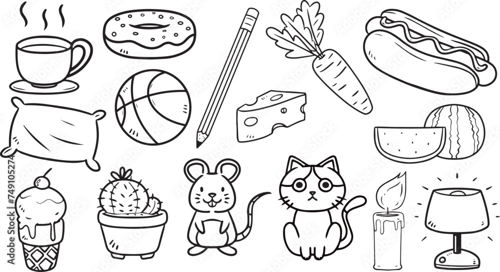 Cartoon Vector Random Symbols Transparent Background Stock Vector ...