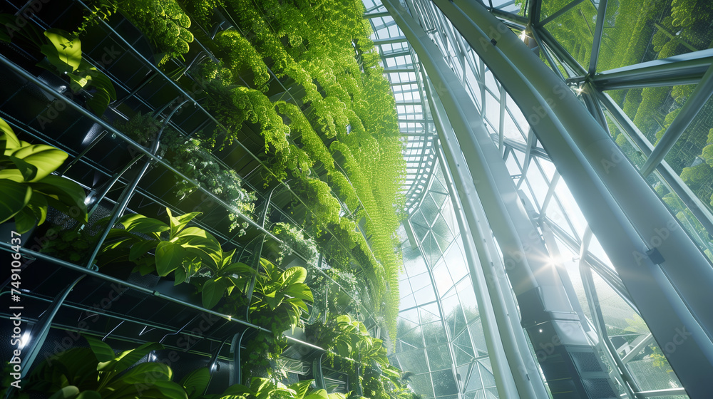 modern agriculture technology vertical farming inside the futuristic ...