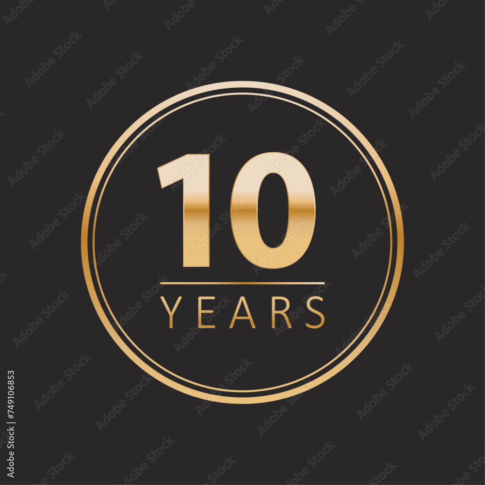 10 years for celebration events, anniversary, commemorative date. gold ...