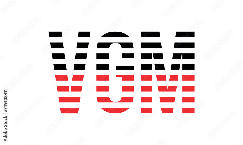 VGM three initial letter iconic line negative space minimal logo design ...