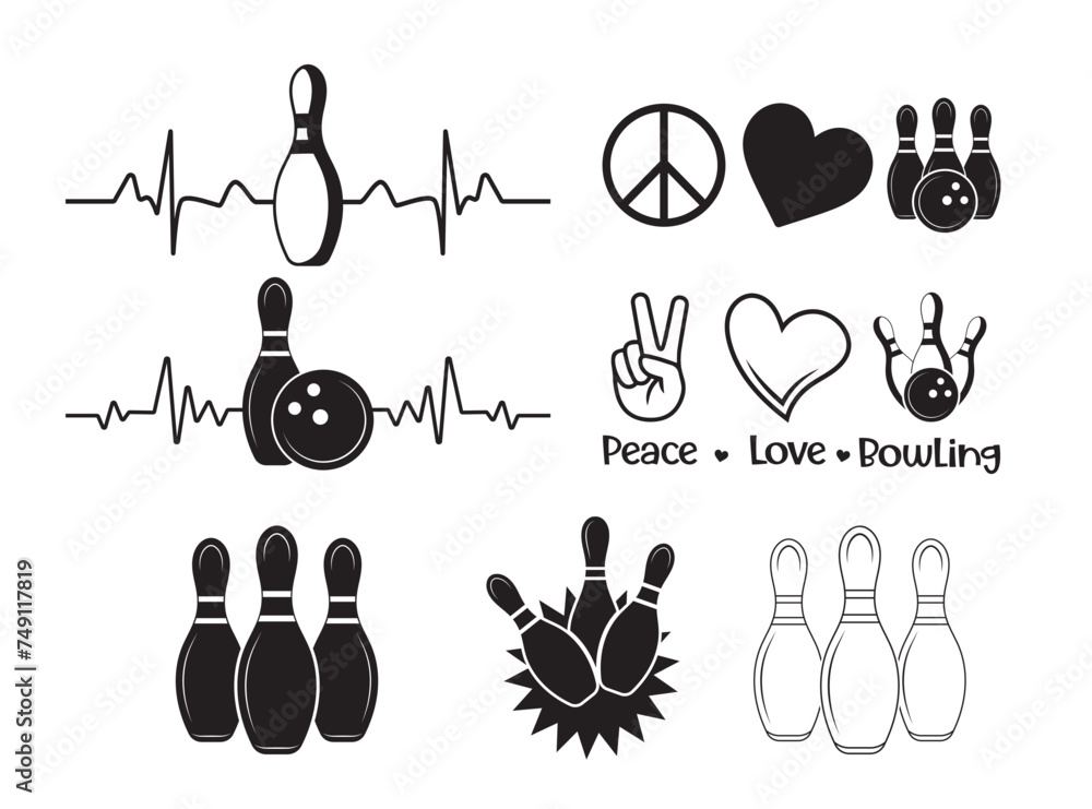 Bowling SVG Bundle, Bowling Vector, Bowling Split Monogram, Sports ...