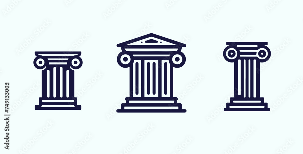 Ancient greek columns silhouette. Black classic roman architectural ...