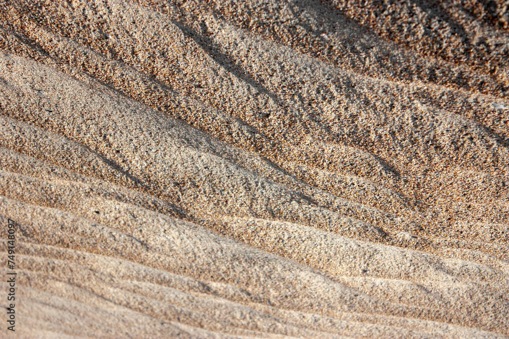 Waves on the surface of the sand, top view. The wavy surface of coastal ...