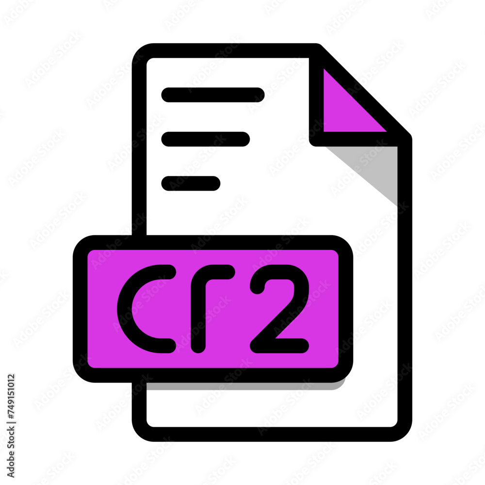 cr2 File Format Icon. type file Editable Bold Outline With Color Fill ...