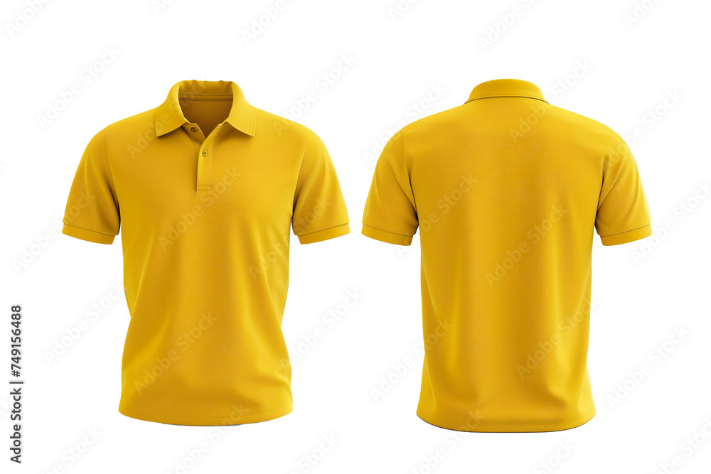Front and back yellow polo shirt mockup, white background PNG Stock ...