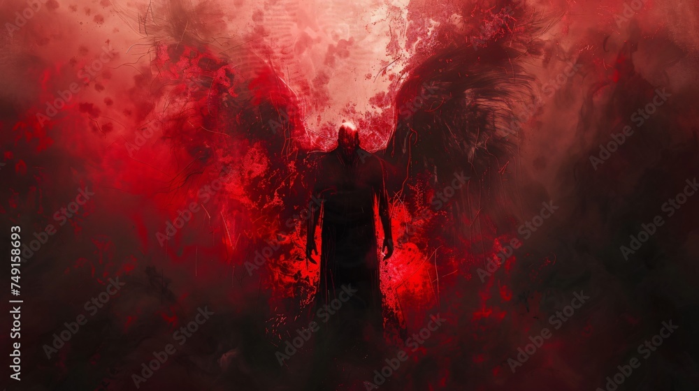 Satan in a fusion of red and black personifies the eternal struggle ...
